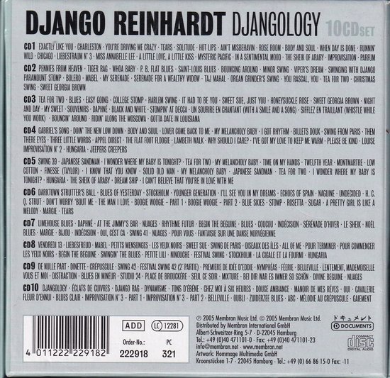 10 CD box Djangology - Django Reinhardt, Django Reinhardt | Muziek | bol