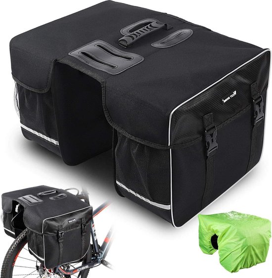 Fietstas bagagedragertas waterdicht 30 liter grote tas met riem en regenbescherming... | bol