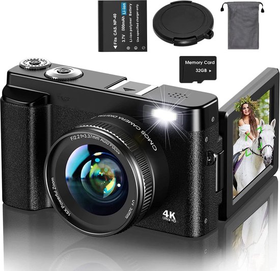 Go-shipping - 4K Digitale Camera - Vlog Camera - 180 Graden Rotatie ...