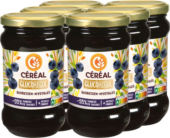 Céréal Jam Bosbessen - 6 x 320 gr - Voordeelverpakking | bol