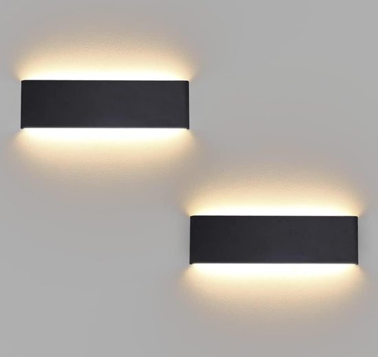 2 stuks led-wandlampen voor binnen - moderne wandverlichting - zwart ...
