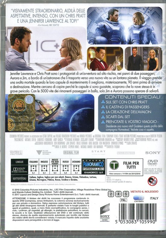 Sony Pictures Passengers DVD Engels, Italiaans, Russisch, Oekraïens ...