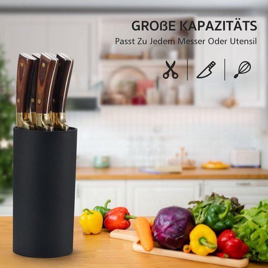 Zwart modern messenblok flexibele lamellen universele messenhouder ...