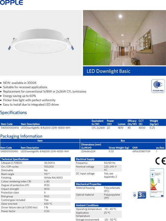 OPPLE Lighting, LED, 4000 K, 1870 lm, IP20, Wit | bol