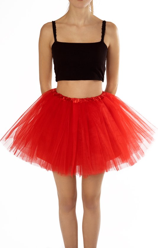 KIMU® Tutu Rood Tule Rokje - Maat XL XXL 3XL - Petticoat Rok Dames ...