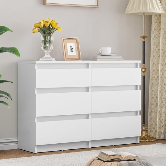 Commode - Meuble de Chambre Contemporain à 6 tiroirs - Grande Commode ...