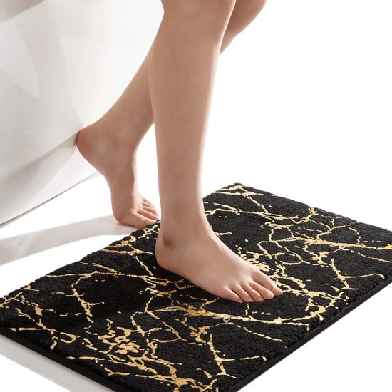 Zwarte antislip badmat - Luxe badkamer accessoires - Zacht en ...