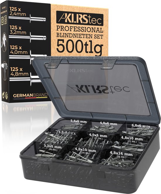 KLRStec Professionele blindklinknagel set (500 stuks) aluminium/staal ...