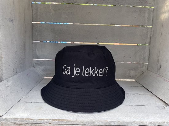 Bucket hat - Ga je lekker? - zwart - Reflective - festival - hoedje ...