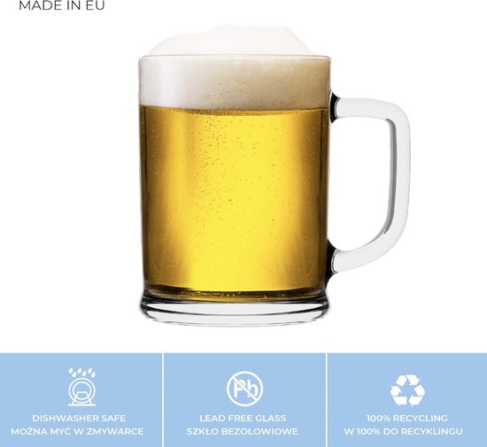 Bierbekerset 500 ml | Set van 6 bierglazen glazen glazen mokken met handig handvat... | bol