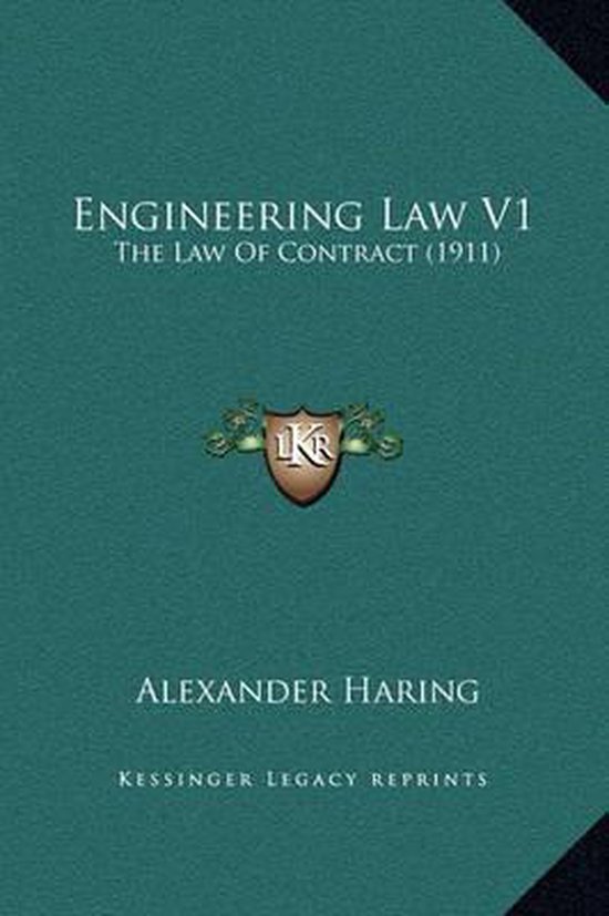 Engineering Law V1, Alexander Haring | 9781169356290 | Boeken | bol.com