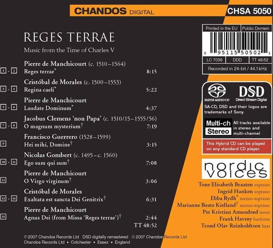 Nordic Voices - Reges Terrae: Music from the Time of Charles V (Super ...