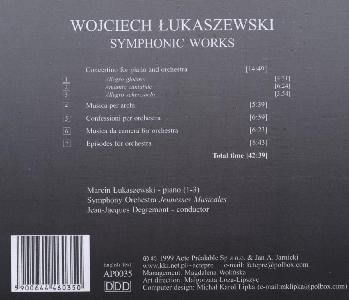 Symphonic Works, Symphony Orchestra Jeune Marcin Lukaszewski Piano | CD ...