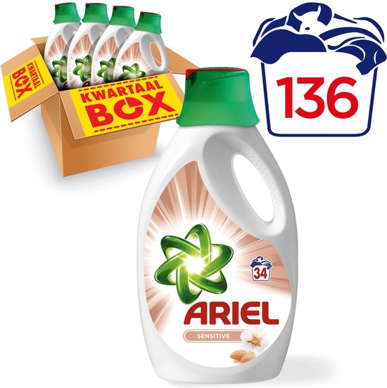 Ariel Sensitive - Kwartaalbox 136 Wasbeurten - Vloeibaar Wasmiddel ...