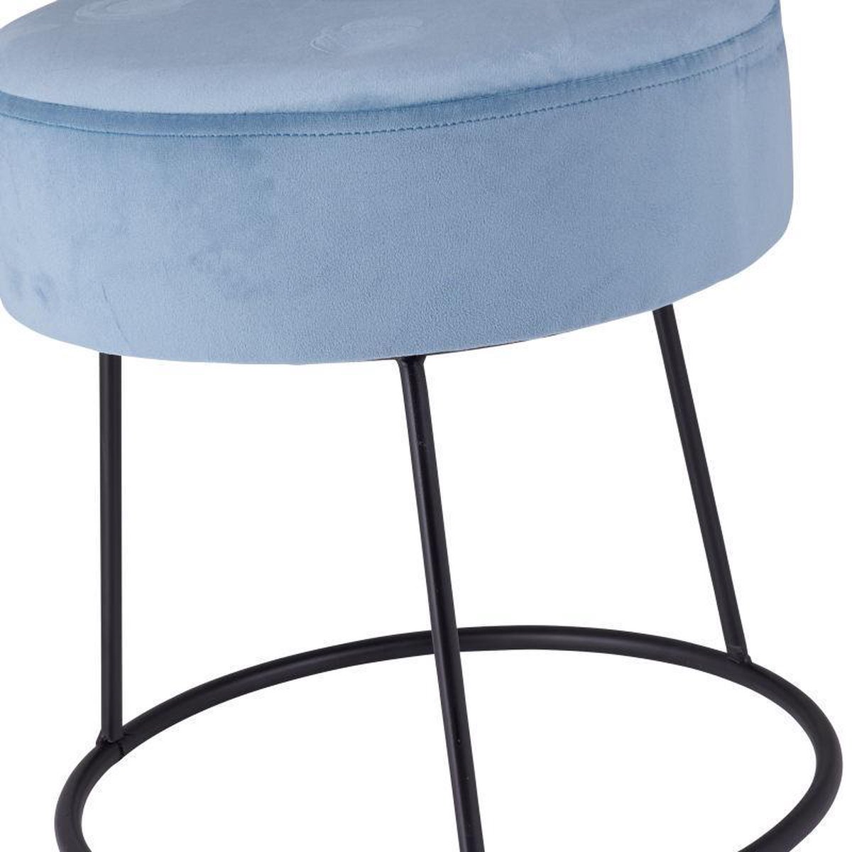 Poef | Hocker | Kruk | Velvet | Met Metalen Poten | Blauw | ø33x34 cm ...
