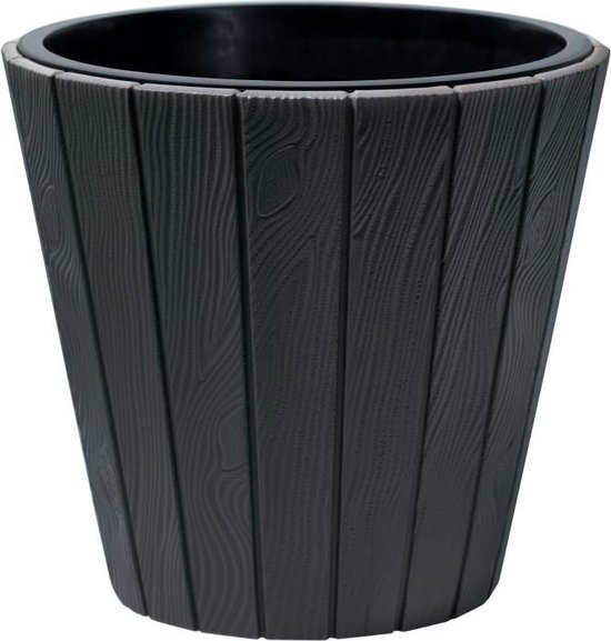 PROSPERPLAST Pot rond Woode - Ø 393 mm - Gris anthracite | bol.com