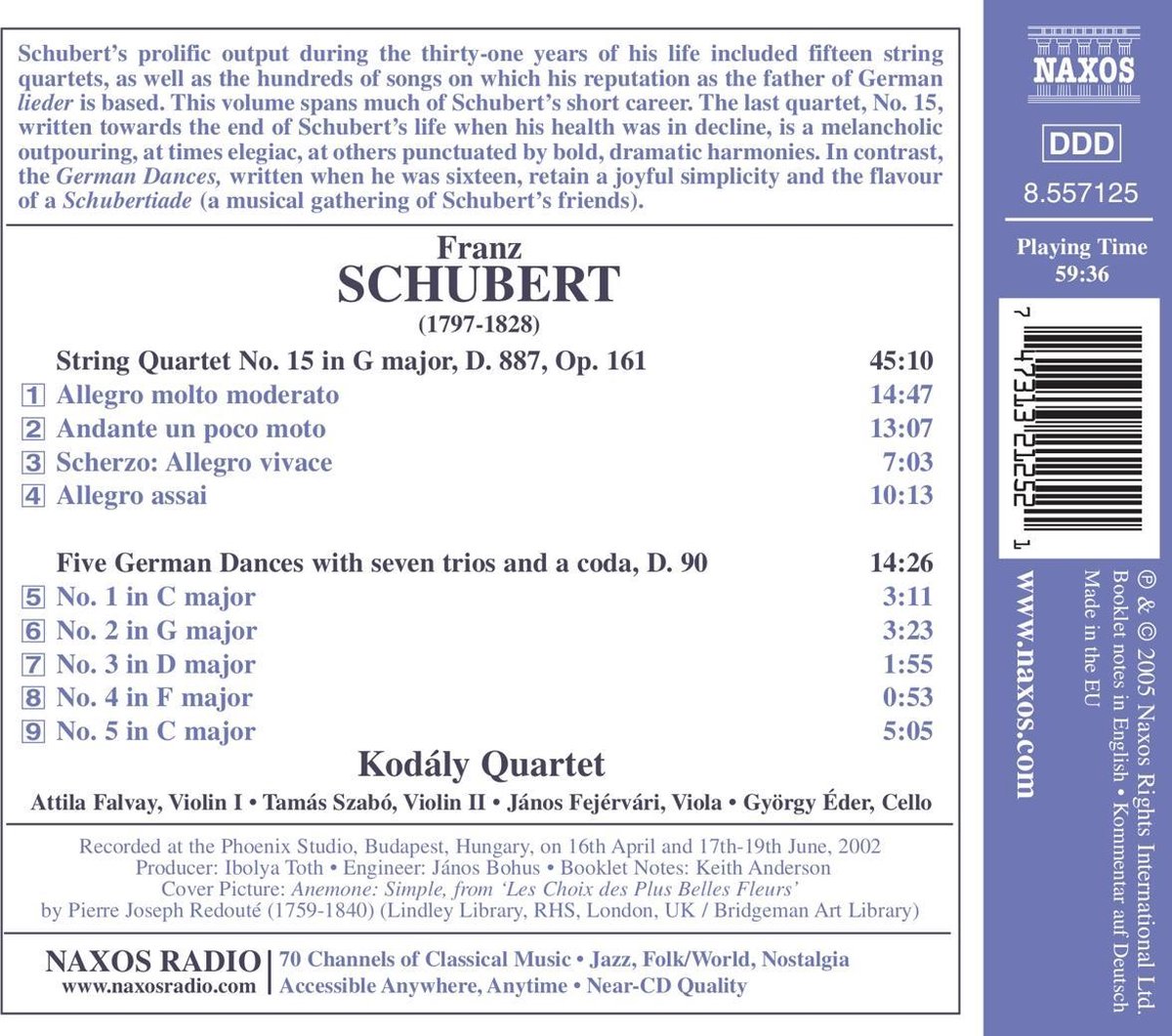 Schubert:String Quartets Vol.6, Kodaly Quartet | CD (album) | Musique | bol.com