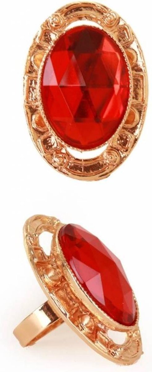 Sinterklaas ring rode steen met gouden rand | bol.com