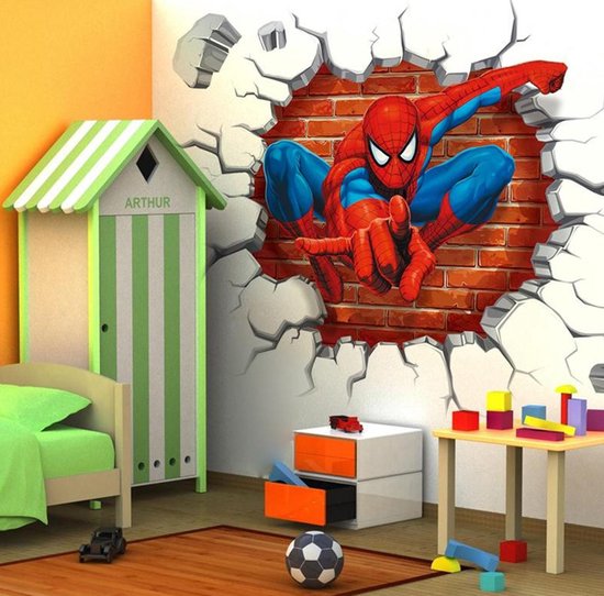 Muursticker Spiderman | Spider-Man door muur (3D-effect) | Muursticker ...