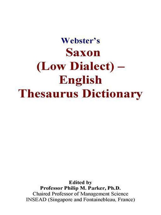 Webster's Saxon (Low Dialect) - English Thesaurus Dictionary (ebook ...