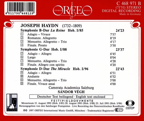 Camerata Academica - Symphonien Hob. I85 & Hob. II88, 96 (CD), Camerata ...