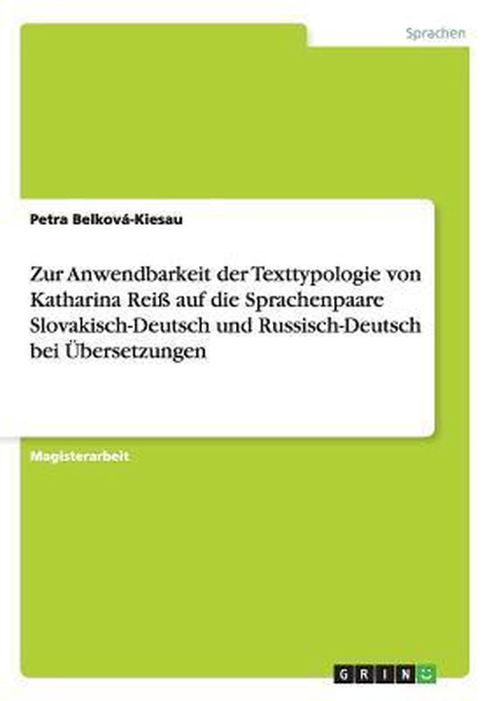 Zur Anwendbarkeit der Texttypologie von Katharina Reiss auf die ...