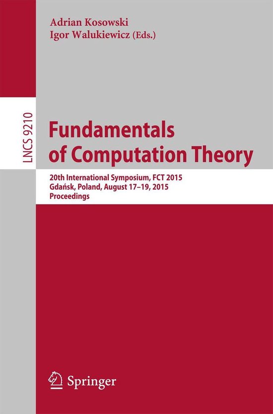 Lecture Notes In Computer Science 9210 Fundamentals Of Computation 3335