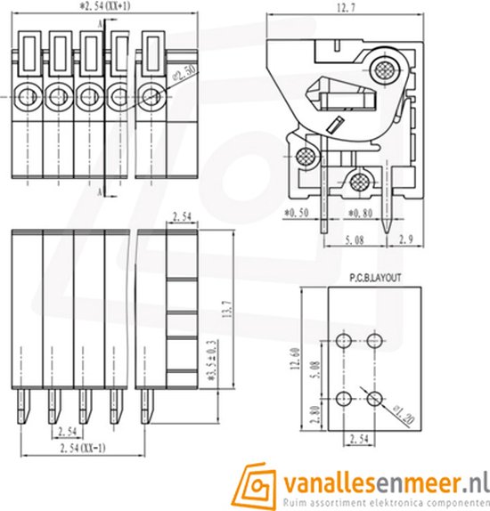 Terminal 2-voudig pitch 2.54mm KF141V 2p Pololu 2425 | bol