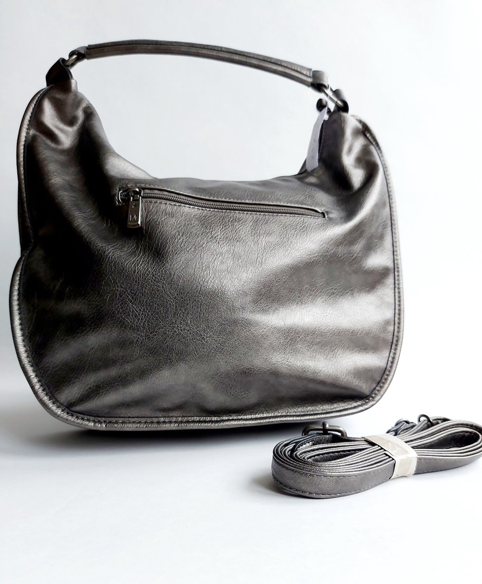 zaZa'z - Schoudertas - Tas - Zilver - Grijs - Metalic - 42x36x11cm ...