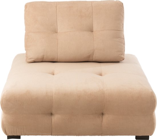 J-Line Zetel 1 Zit Poef Ribfluweel Beige | bol.com