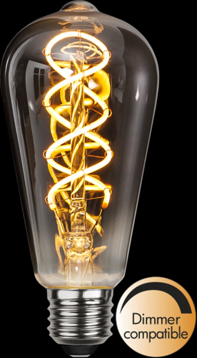 Edison lamp - Rookglas - E27 - 2W - Super Warm Wit 2100K - Dimbaar ...
