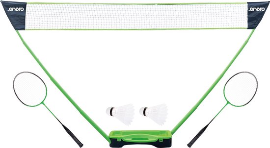 Badmintonset - met badminton net - 2 badmintonrackets - 2 shuttles | bol
