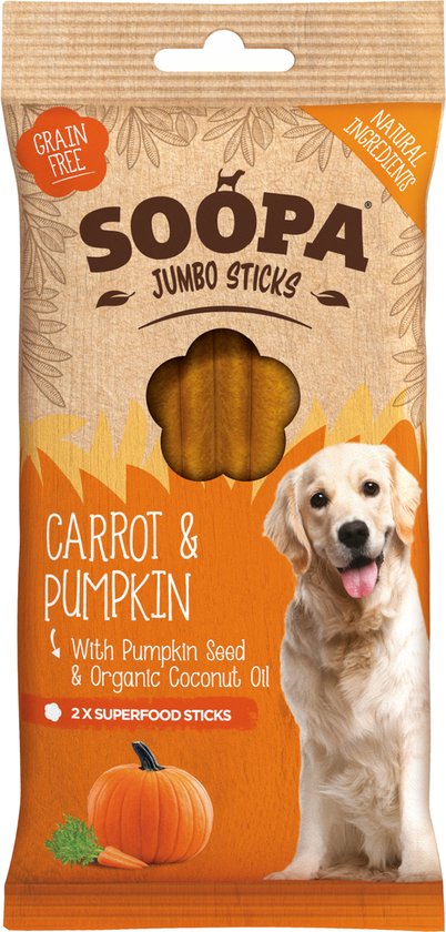 Soopa - Jumbo - Dental sticks - Wortel Pompoen - Display 10 stuks | bol