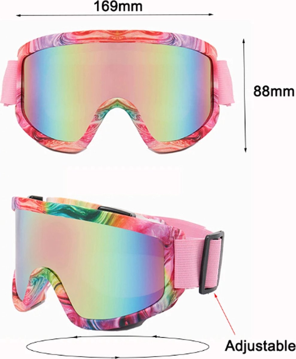 Skibril Roze - Anti fog - Winddicht - Ski bril - Snowboard - Skiën ...