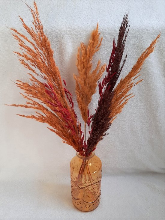 Vaas met pluimen | Droogbloemen met vaas | Pluimen | Geel | Oranje ...