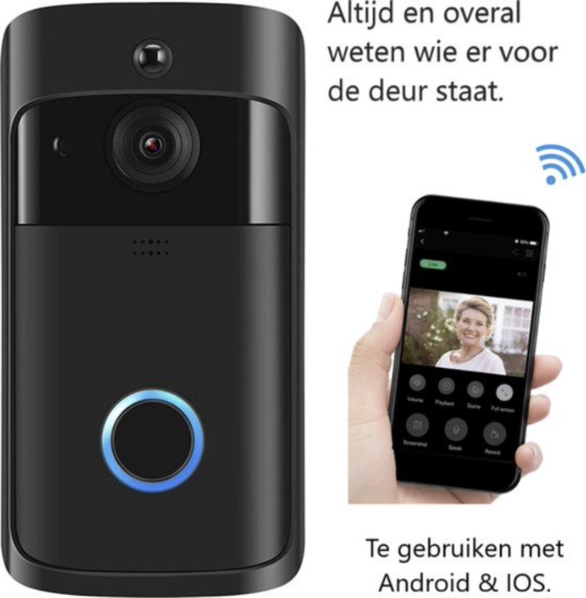 Living Needs Draadloze Deurbel – HD Video Deurbel – Deurbel met Camera ...