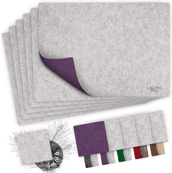 sølmo I Designer Placemat van vilt, hittebestendig I 6st Placemats van ...