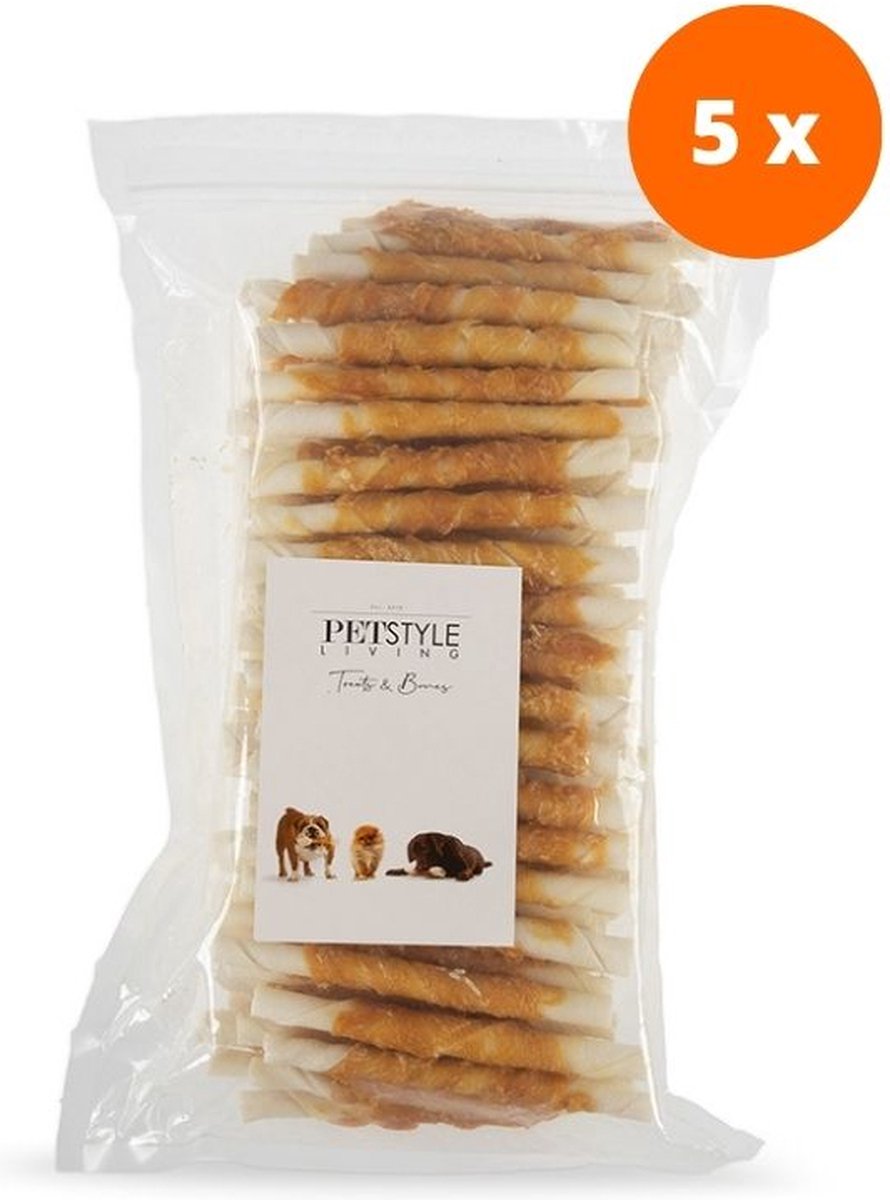 Petstyle Living Gedraaide Stick met Kip 100 ST (5x) - Hersluitbaar ...