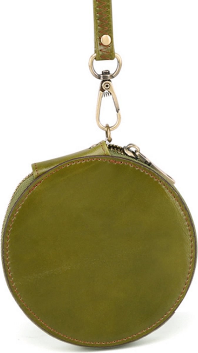 Kleine pocket portemonnee | dames | met ritssluiting | groen | rond ...