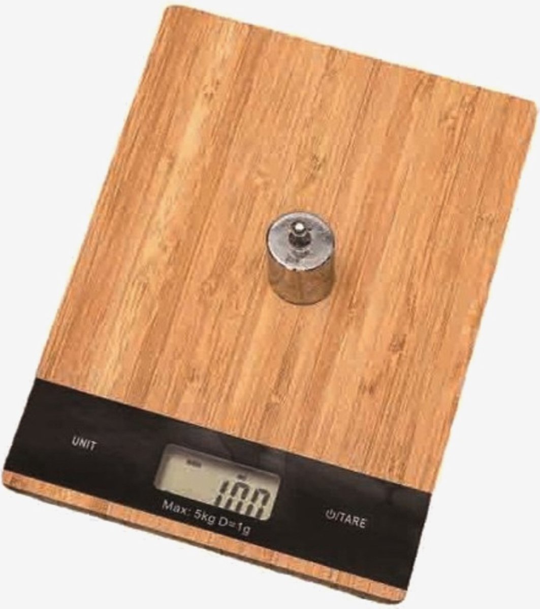 LOWNTHAL Digitale keukenweegschaal van bamboe hout 15 x 21.5 cm ...