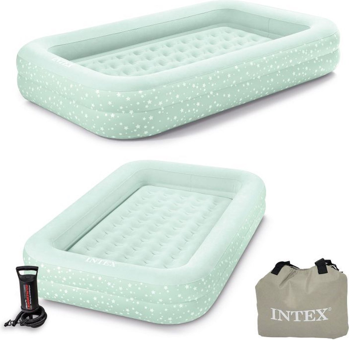 INTEX - Kinder luchtbed - 168x107x25 cm - inclusief pomp - mintgroen ...