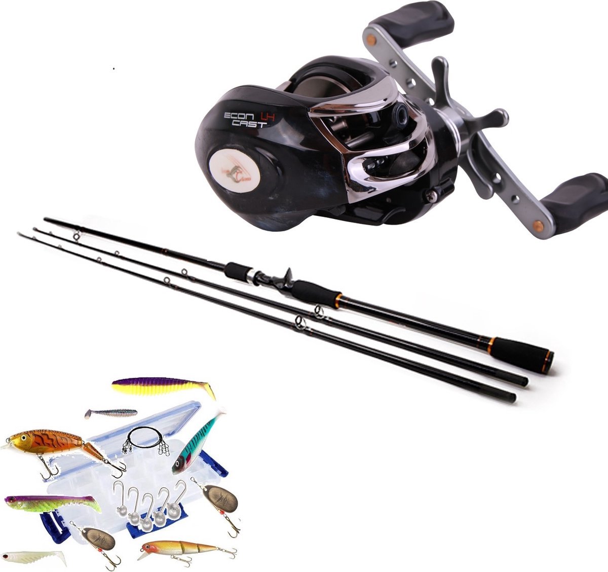 Baitcast set - Iron Claw - Hengel met reel - gevlochten lijn - kunstaas ...