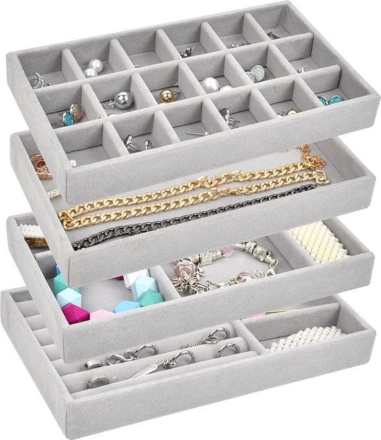 stks Sieraden Organizer Tray, Stapelbare Sieraden Doos Lade Organizer ...