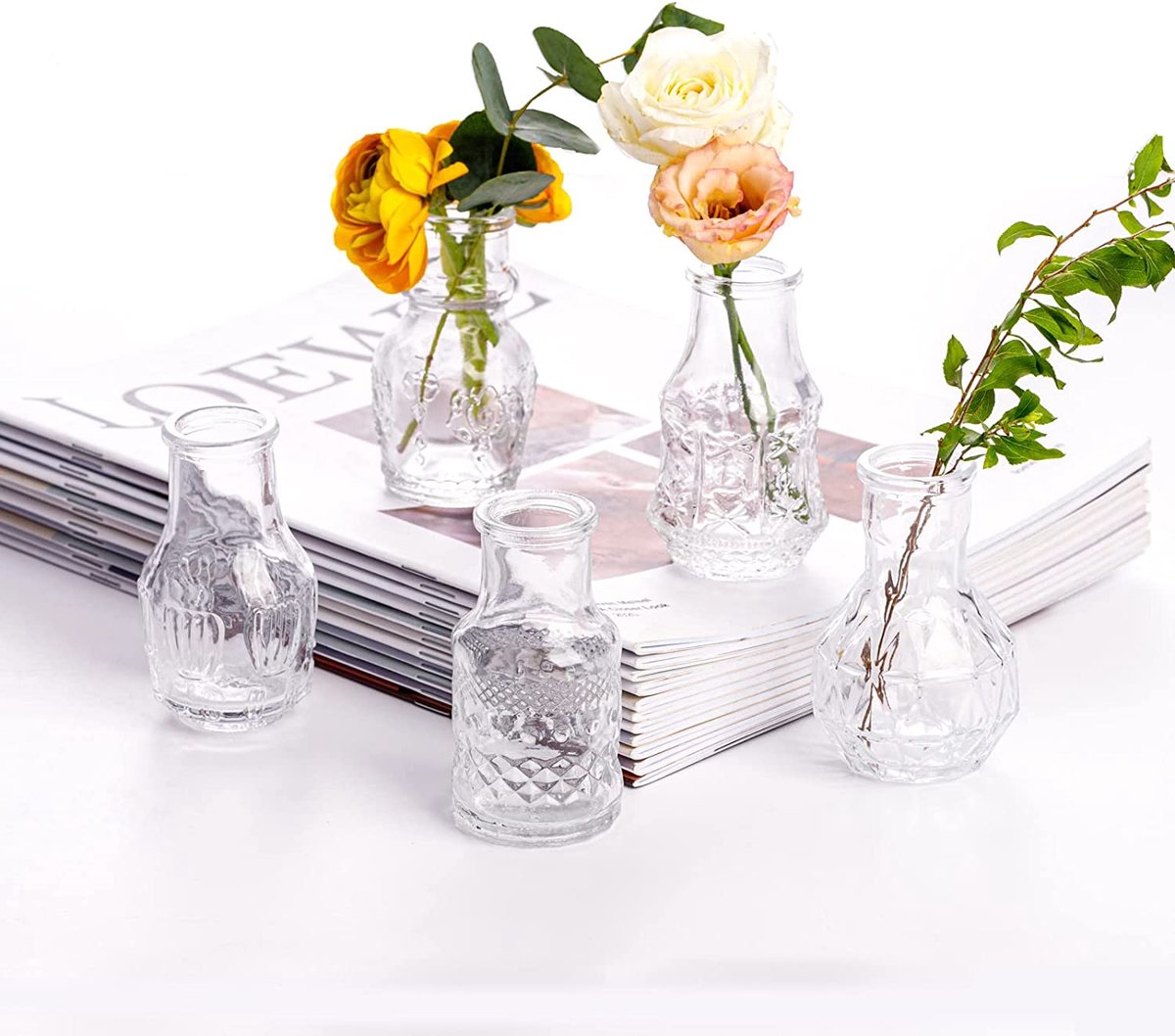 Mini Vases 5pcs / Set EylKoi - Vase en Verres Bouton Transparent Vases ...