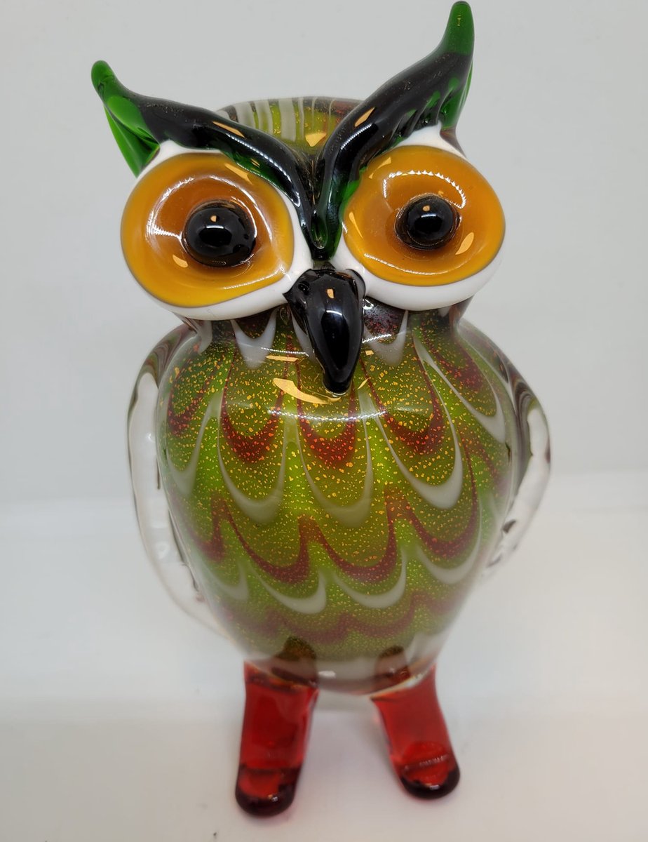 Handgemaakt glassculptuur uil wijsheid 20 cm - multi color - glas | bol.com