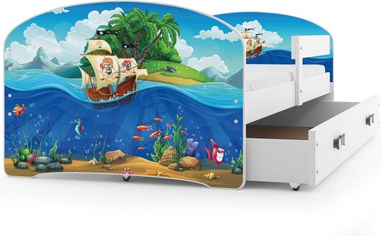 Kinderbed met Opberglade 80x160 – Jongensbed Piraat – Peuter Bed Met ...