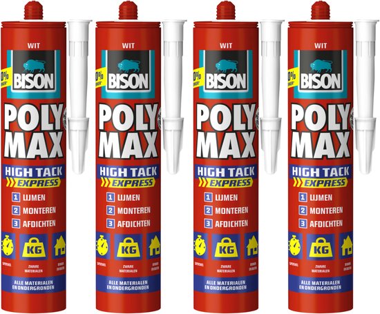 Bison poly max high tack express - montagelijm - extra sterk - extra ...