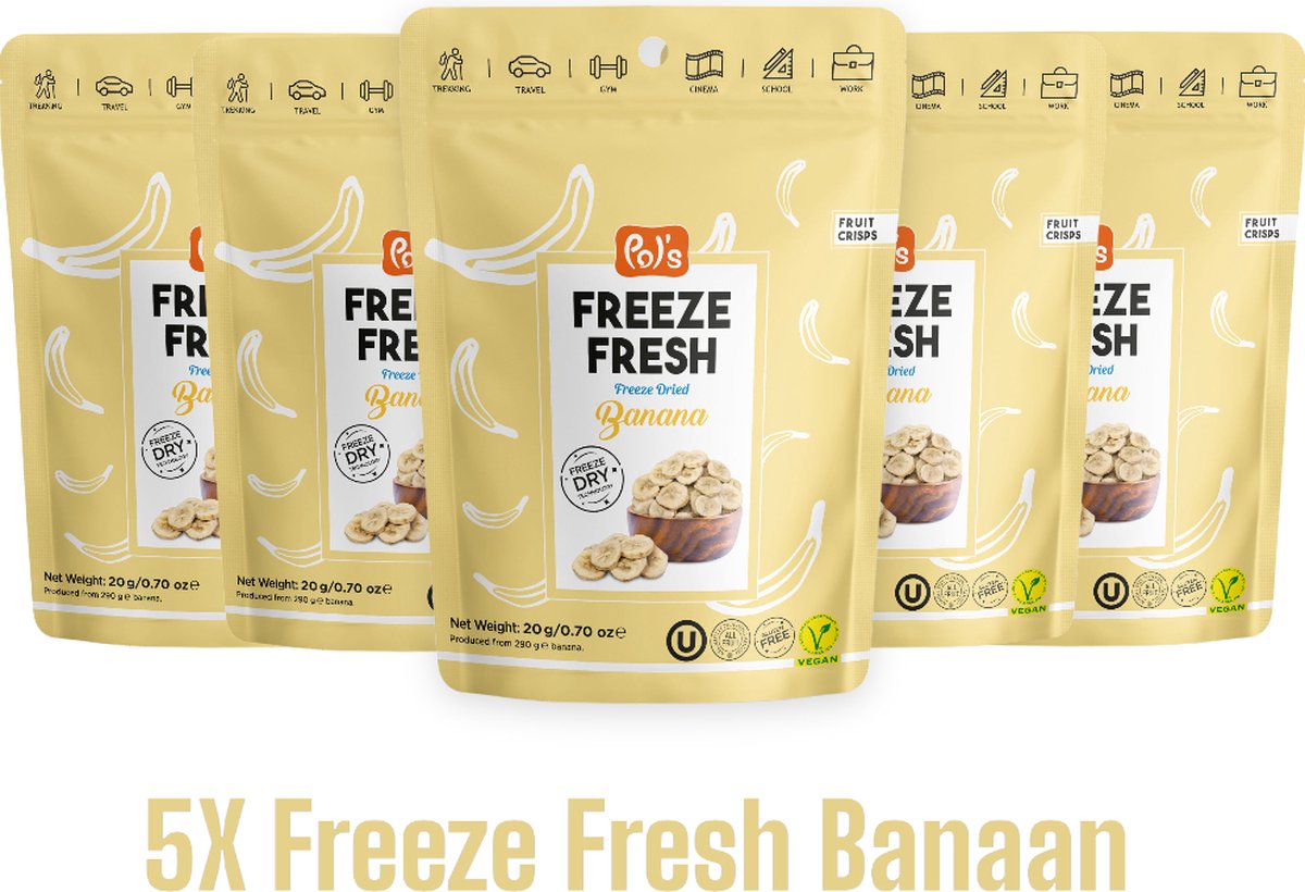 Freeze Fresh Banaan 20 gr-Gevriesdroogd Fruit-5 zakjes | bol.com