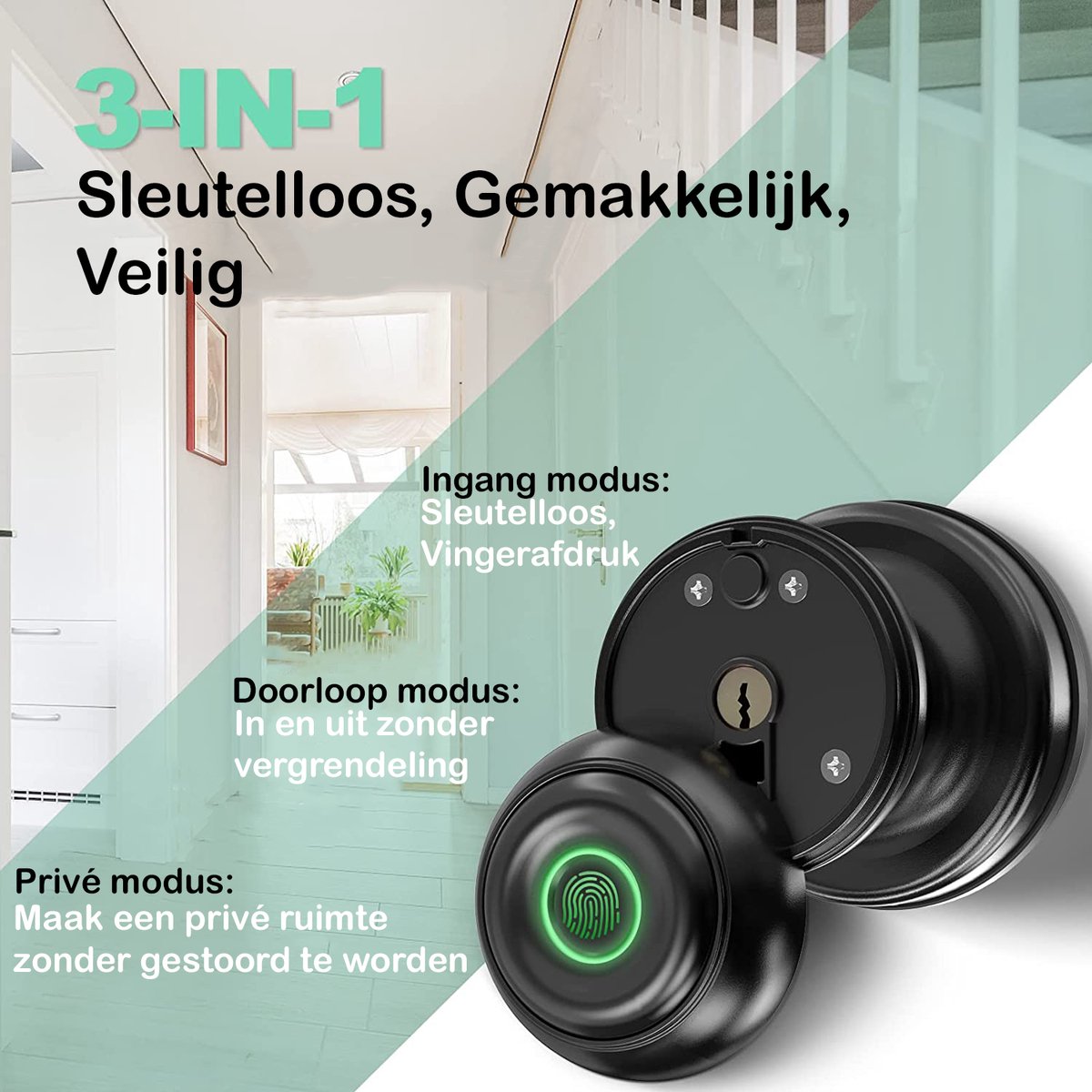 Flient Slimme Deurslot - Smart Doorlock - Deurknop Met Vingerafdruk ...
