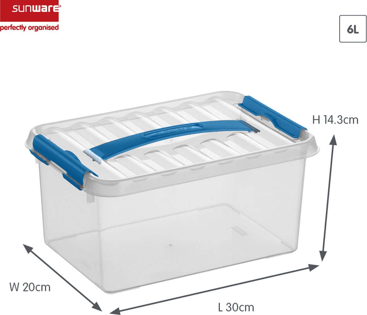 Sunware - Q-line opbergbox 6L transparant blauw - 30 x 20 x 14,3 cm | bol.com